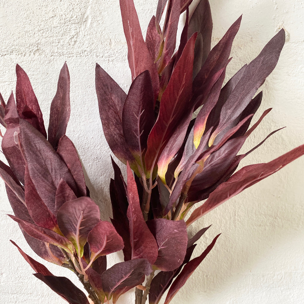 Artificial Leaf Bush (Maroon & Champagne) – Handcrafted Flowers